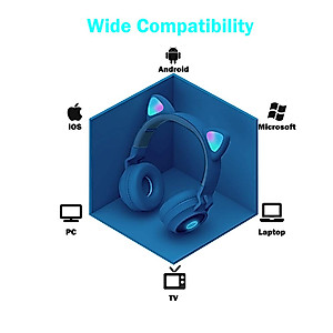 Viwind Kids Bluetooth Headphones,Wireless Over-Ear Headphones with Microphone,Cat Ear Headset with SD/TF Slot,Stereo Sound,Wireless & Wired Mode for Girls,Boys, Children,Teens, Student-Green