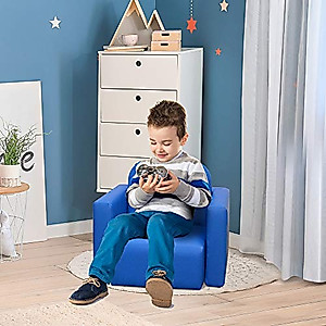 Qaba 2-in-1 Multifunctional Kids Sofa Convertible Table and Chair Set for 3 Years Old Boys Girls, Blue