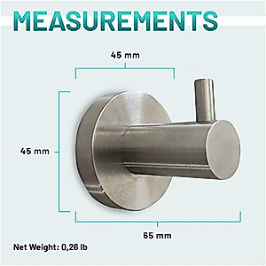 C&G BATHROOM SOLUTIONS Brushed Nickel Towel Hooks for Bathroom Wall Mounted - Stylish and Durable Modern Hand Towel Hooks for Bathrooms - Rust-Proof Towel Hooks for Shower - Bathroom Towel Hooks