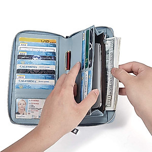 BOSTANTEN Women Leather Handbag Designer Large Hobo Purses Shoulder Bags Blue and RFID Blocking Zip Around Credit Card Holder Phone Clutch Wristlet