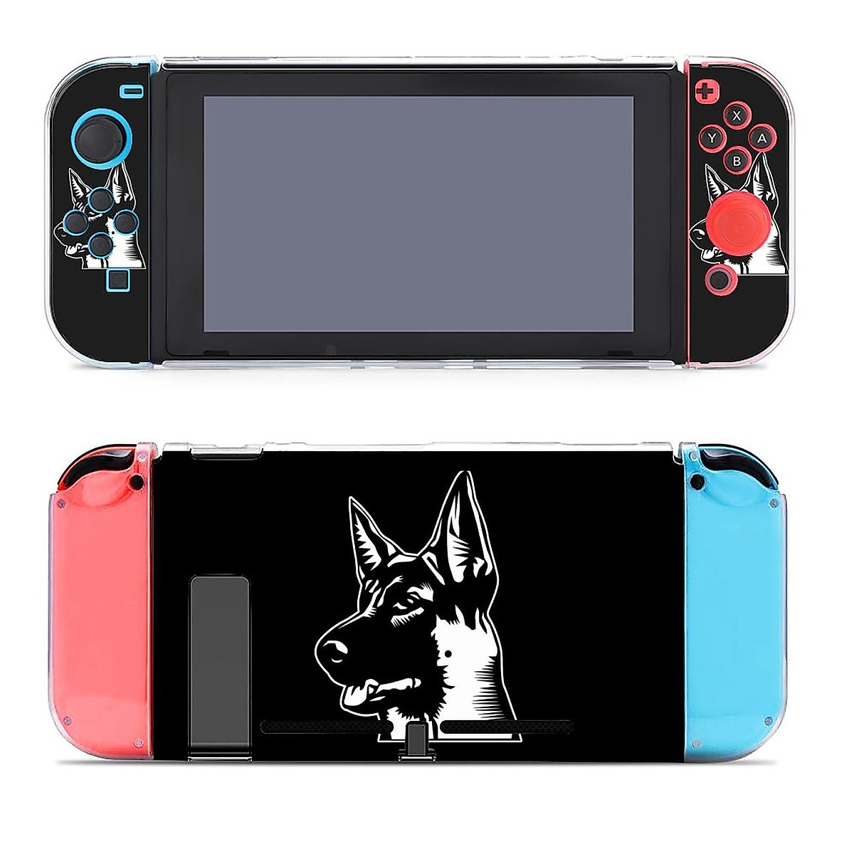 German Shepherd Head Printed Protective Case Cover Compatible with Switch Game Console Controller with Holder Stand