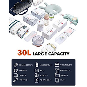 Xinsilu Diaper Bag Backpack for Boys & Girls Diaper Backpack Registry Search Newborn Blue