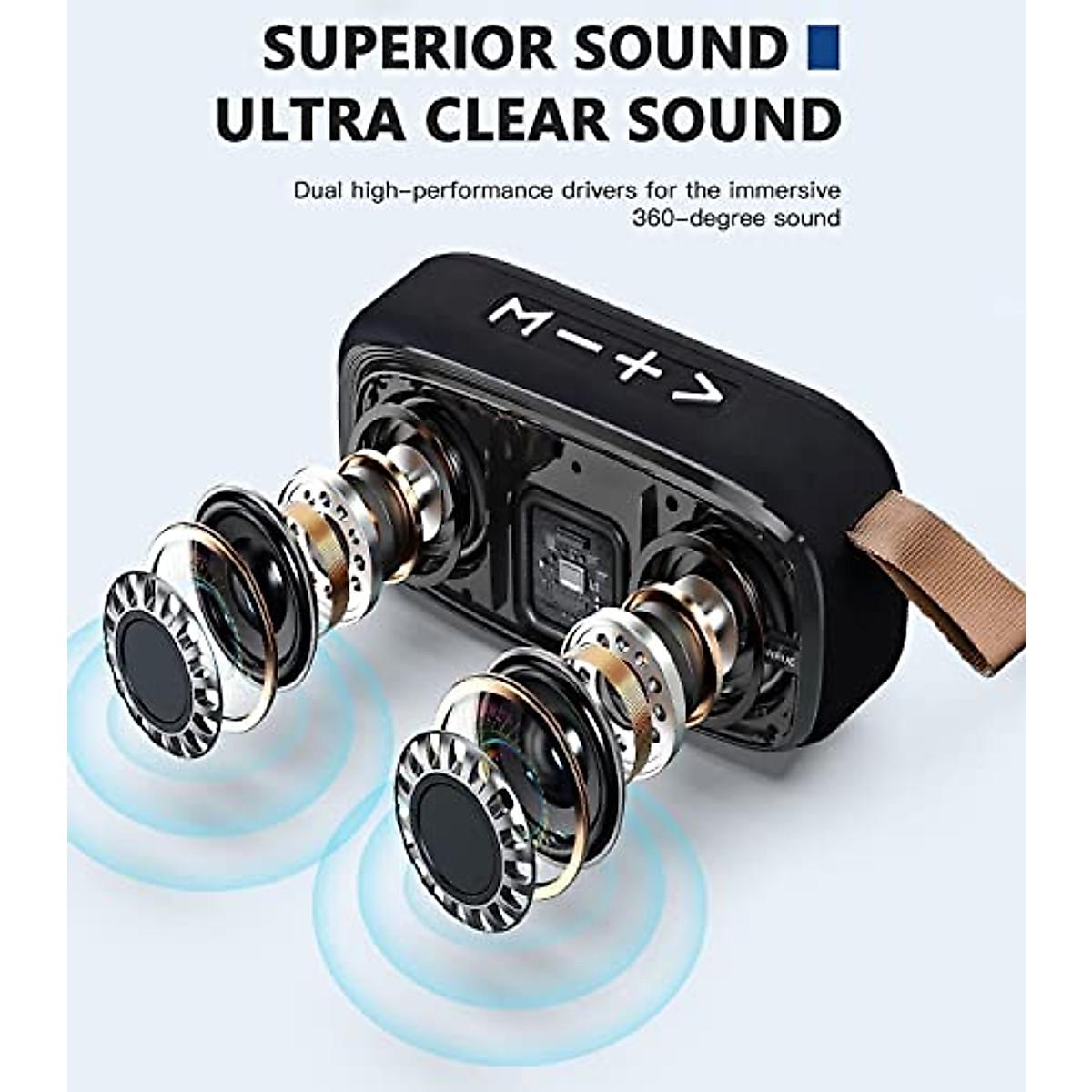 Bluetooth Speakers,IPX7 Waterproof Shower Speakers,Portable Wireless Speaker with Stereo Sound,Support FM Radio,Outdoor Wireless Speaker for iPhone iOS/Android at Party, Travel, Beach, Home, Camping