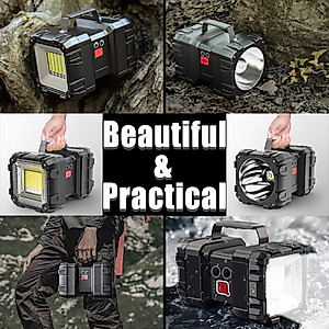 AlpsWolf Rechargeable Flashlight, LED Spotlight Flashlight 10000 Capacity 1200LM 20h Ultra-Long Standby 3+4 Lights Modes Camping Flashlight Waterproof with USB Output as a Power Bank