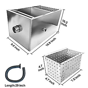 IHAYNER 9LBS Commercial Grease Traps Interceptor Grease Trap 5GPM Stainless Steel Grease Trap for Kitchen Restaurant