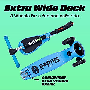 Kick Scooters for Kids Ages 3-5 (Suitable for 2-12 Year Old) Adjustable Height Foldable Scooter Removable Seat, 3 LED Light Wheels, Rear Brake, Wide Standing Board, Outdoor Activities for Boys/Girls