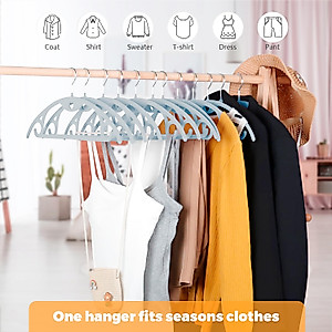 ManGotree Velvet Hangers with Cascade Hole, Non-Slip Rounded Clothes Hangers, Sturdy Felt Hangers, Space-Saving Suit Hangers for Sweaters, Pants, Dresses, Skirts, Coats (50 Pack, Blue)
