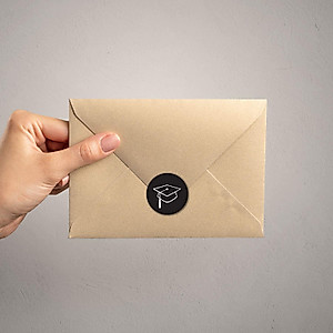 Graduation Stickers / 250 Graduate Labels / 1.5" Black and White High School College Class of 2024 Grad Cap Envelope Seals/Made in The USA