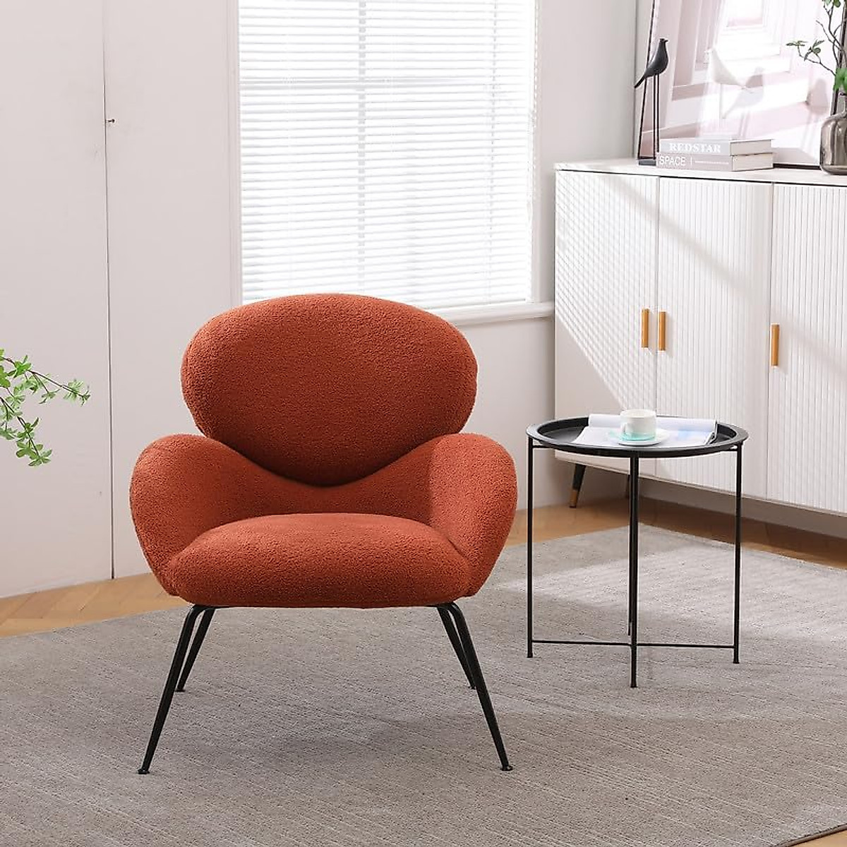 ATGHYURT Modern Accent Chairs Armchair Cute Vanity Chairs Comfy Single Leisure Sofa Chair Reading Chair with Black Metal Legs, Side Chair for Living Room, Studio, Office, Dressing Room