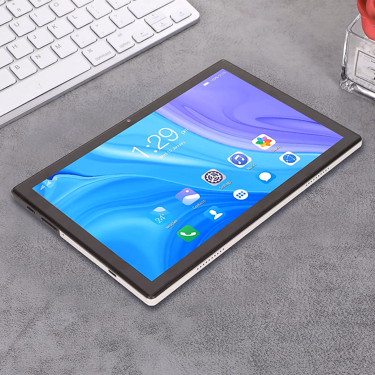 Heayzoki 10 Inch Tablet, Quad Core Processor 128GB 4G Calling Tablet PC, IPS HD Screen, Lasting Battery, 8MP 20 MP Camera, Silver Grey