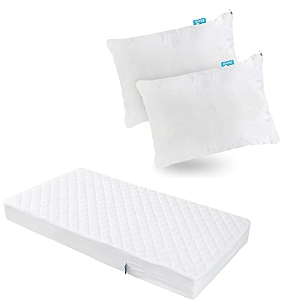 Zippered Toddler Pillocase and Crib Mattress Pad Cover