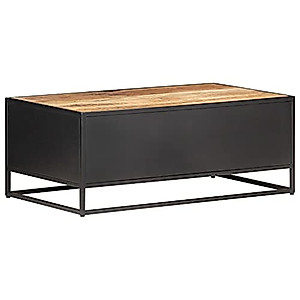 QJBSAVVA Coffee Table 35.4"x19.7"x13.8" Rough Mango Wood and Natural Cane,Entrance Table Tray Tables Center Table Low Table Suitable for Meeting Rooms, Reception Rooms, Offices