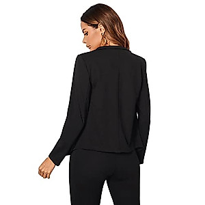 Milumia Women's Elegant Open Front Notched Neck Blazer Work Outerwear Jacket Black X-Small