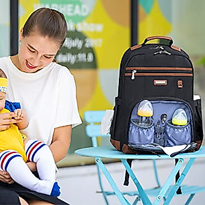 BILLITON MASHI Baby Diaper Bag Backpack for Mom, Travel Baby Bags for Boys Girls with Insulated Pocket Stroller Straps, Large Capacity, Black