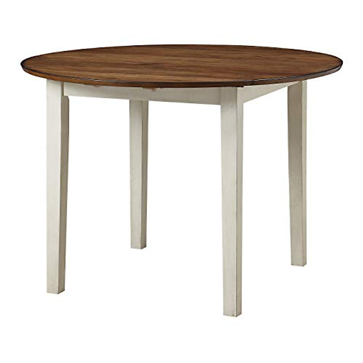 OSP Home Furnishings Murphy 3-Piece Drop-Leaf 42 Inch Round Dining Table and Chairs Set, Tobacco Top and Cream Base