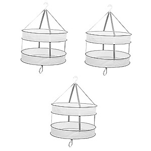 Zerodeko 3pcs Double Clothes Basket Collapsible Laundry Drying Rack Grey Towels Foldable Laundry Rack Drying Rack net Sweater mesh Clothes Hanging Dryer Clothes Drying mesh net Laundry Bag