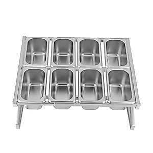 QUEMARQUE Pizza Topping Station, Double Layer Stainless Steel Seasoning Containers with Lids, 8 Compartment Trays Food Prep Station for Prepping Ingredients and Toppings
