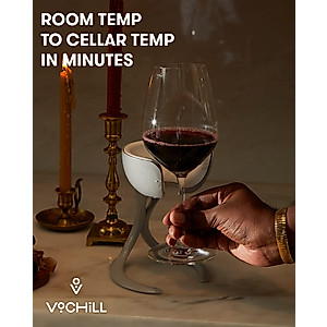 VoChill Stemmed Wine Glass Chiller | Smart & stylish | Radically cool wine tool – keeps wine perfectly chilled in your glass | Refreezable Chill Cradle actively chills (Quartz, Single VoChill)