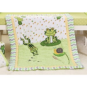 3 Pieces Frog Snail Tadpole Garden Nursery Crib Bedding Set Toddler Girls Boys Frog Theme Bedding Set Green