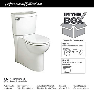 American Standard 2988101.020 Cadet 3 FloWise 2-Piece 1.28 GPF Single Flush Right Height Round Front Toilet with Concealed Trapway, White