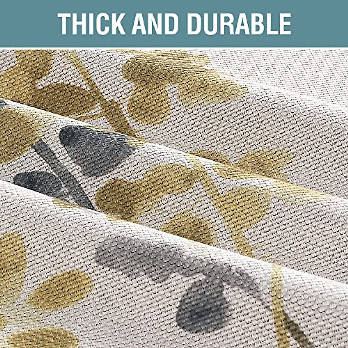 H.VERSAILTEX Linen Blackout Curtains 96 Inches Long Thermal Insulated Room Darkening Linen Curtains for Bedroom Textured Burlap Grommet Window Curtains for Living Room, Grey and Yellow, 2 Panels