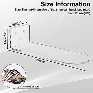 Sumnacon Shoe Shelves 8Pcs Shoe Display Shelves with Screws Clear Acrylic Wall Shoe Shelves for Sneaker Display Show Storage Collection Sturdy Shoe Floating Shelves for Bedroom Hallway Living Room