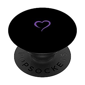 Purple Violet Black Minimalist Hand Drawn Heart PopSockets Swappable PopGrip