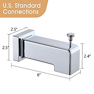 YASINU Slide-On Diverter Tub Spout - Sleek Square Design for Bathroom, Fits 1/2" Copper Pipe (5/8" OD), Child-Safe Rounded Edges, Easy Installation, Chrome