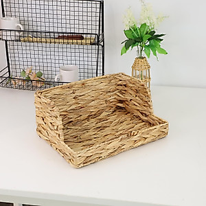 GYASVWU Water Hyacinth Handwoven Shelf Baskets, Pantry Baskets for Organizing Wicker Storage Baskets Trapezoid Water Hyacinth Woven Basket for Shelves (Water hyacinth)