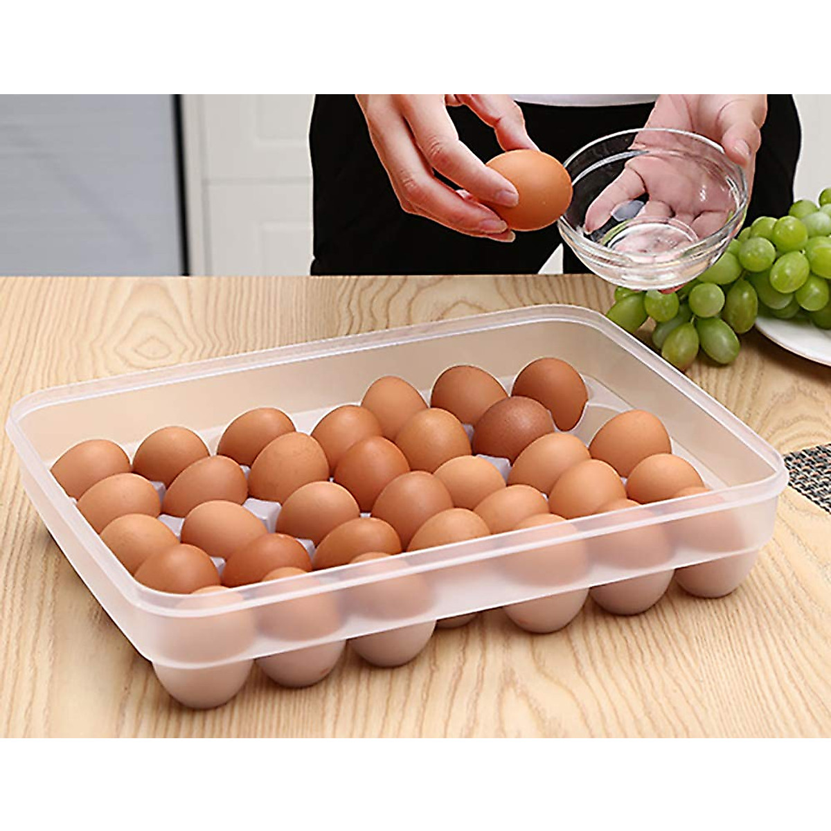 AFXOBO 34 Grid Egg Storage Box Food Container Egg Refrigerator Storage Box Household Kitchen Transparent Box Egg Box Shelf