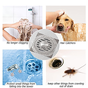 30 Pack Disposable Shower Drain Hair Catcher for Home Drain Protectors, Shower Drain Waterproof Mesh Sticker for Bathroom and Bathtub Drain Covers.