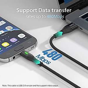 SOOPII Micro USB Cable, 2Pack 6.6FT Android Charging Cable with Smart LED Indicator,Nylon Braided Fast Phone Charger Cord for Samsung Galaxy S7 S6 Edge S5,Android Phones,PS4,MP3 and More-Black …