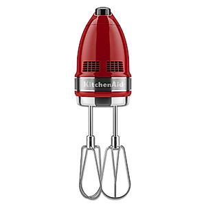 KitchenAid Cordless Variable Speed Hand Blender - KHBBV53 & KHM7210ER 7-Speed Digital Hand Mixer with Turbo Beater II Accessories and Pro Whisk - Empire Red