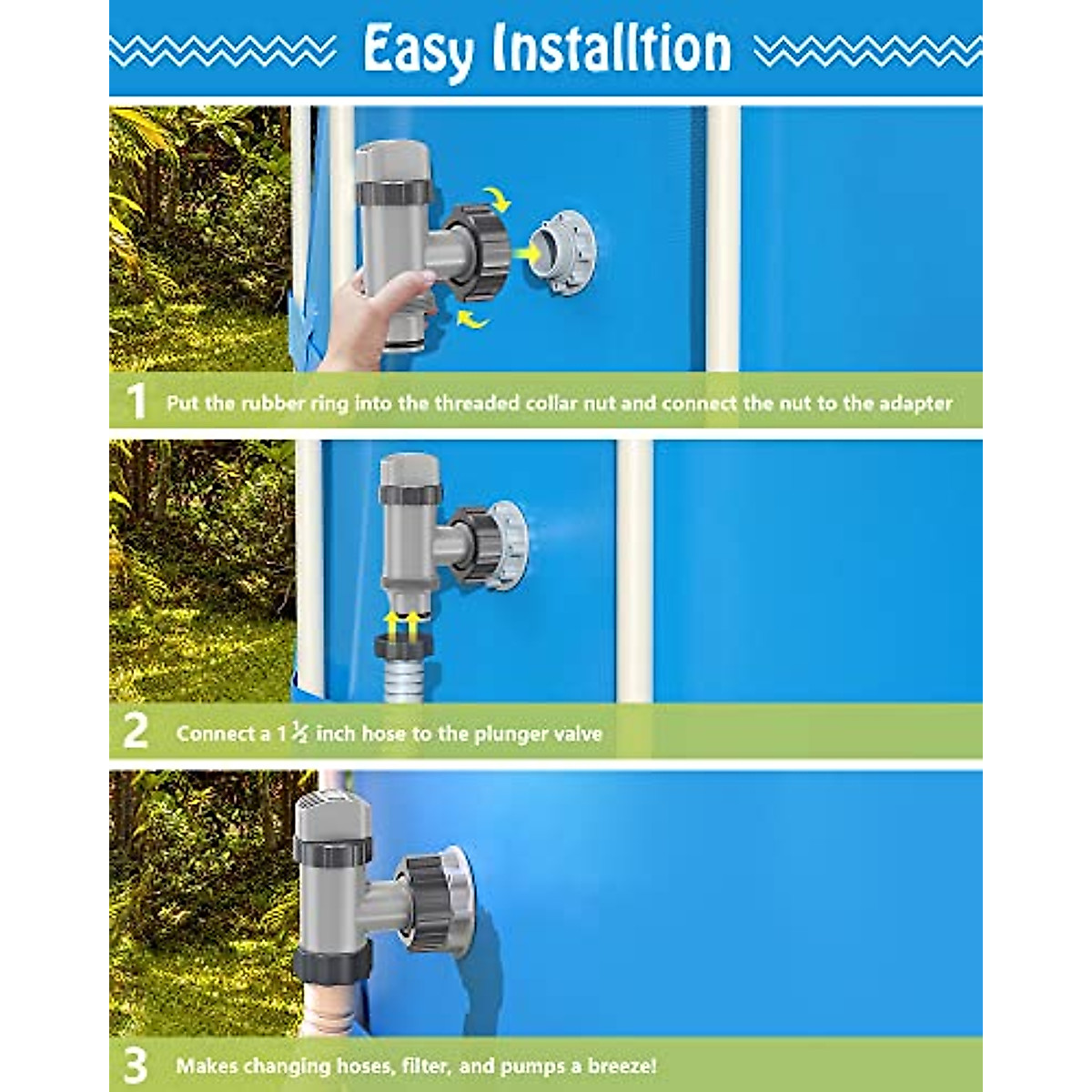 SHAPON Plunger Valve Compatible with Intex Pool Parts and Accessories, On/Off Plunger Valve Replacement for Above Ground Swimming Pool and Pool Filter Pump (1 Pack)