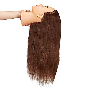 Hairingrid Mannequin Head 24"-26"100% Human Hair Hairdresser Cosmetology Mannequin Manikin Training Head Hair and Free Clamp Holder (R71906LB0418H)