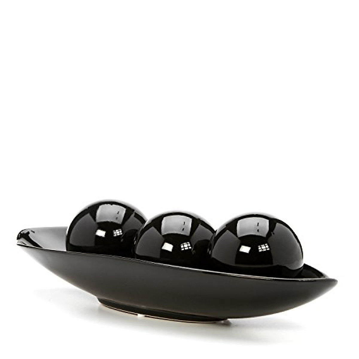 Hosley Decorative Bowl and Orb Set. Ideal Gift for Weddings Special Occasions and for Decorative Centerpiece in Your Living Dining Room (Black)