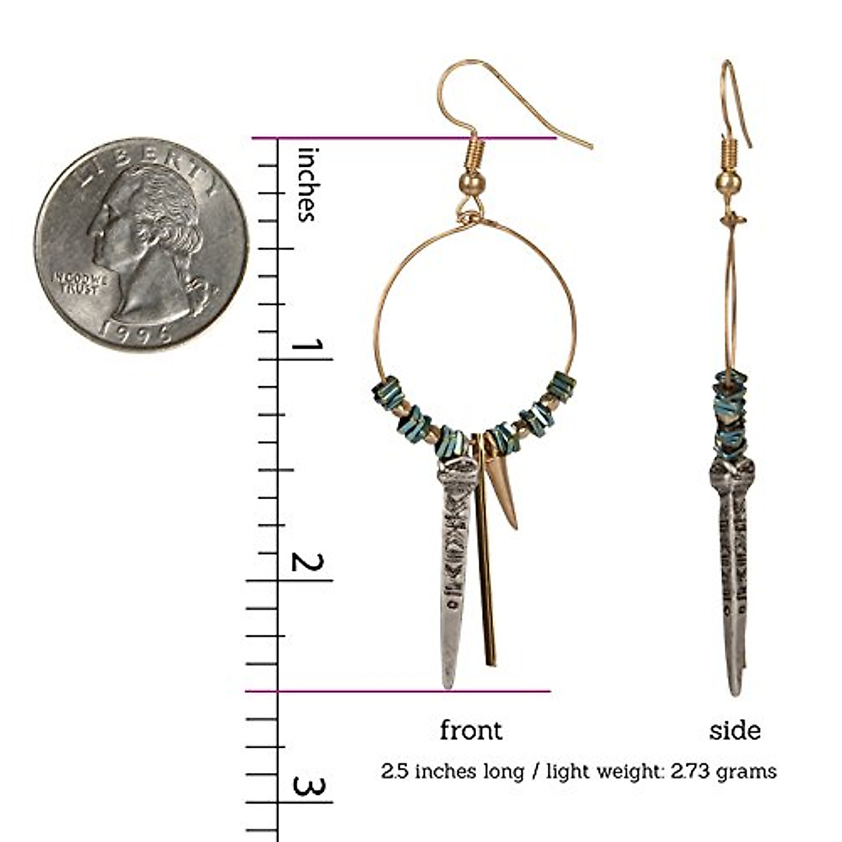 SPUNKYsoul Tribal Gold Boho Chic Ethnic Vintage Hoop Circle Fishhook Dangle Earrings for Women and Girls Gift Jewelry Bohemian