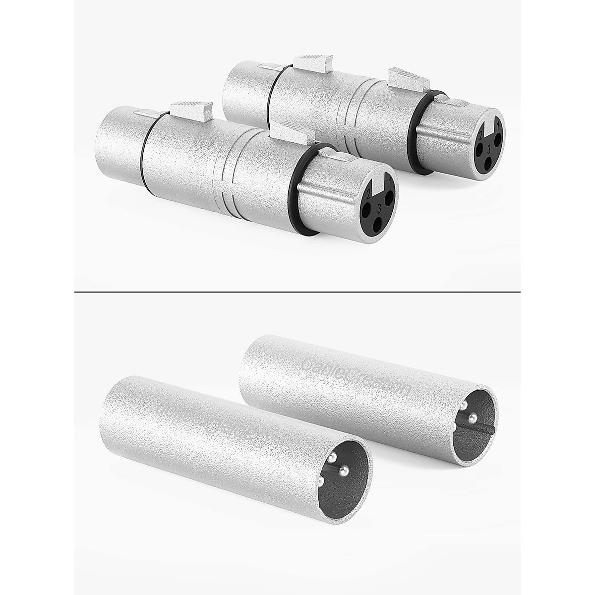 CableCreation [5-Pair XLR Female to Female & XLR Male to Male 3PIN Adapter Connector Compatible Microphone,Mixer,Silver