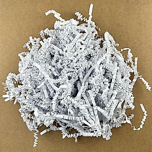Mighty Gadget 1 LB White Crinkle Cut Paper Shred Filler for Gift Wrapping & Basket Filling (Made in the USA)