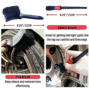 Wheel Brushes for Cleaning Wheels (4 Pro Pack)- 2X Soft Wheel Cleaning Woolies Brush, Detailing Brush and Stiff Tire Brush, Scratch Free Durable Car Wheel Rim Brush Kit for Car Rim and Tire Detailing