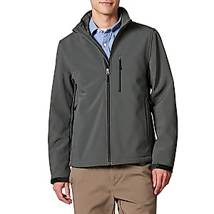Amazon Essentials Men's Water-Resistant Softshell Jacket, Dark Grey, Small
