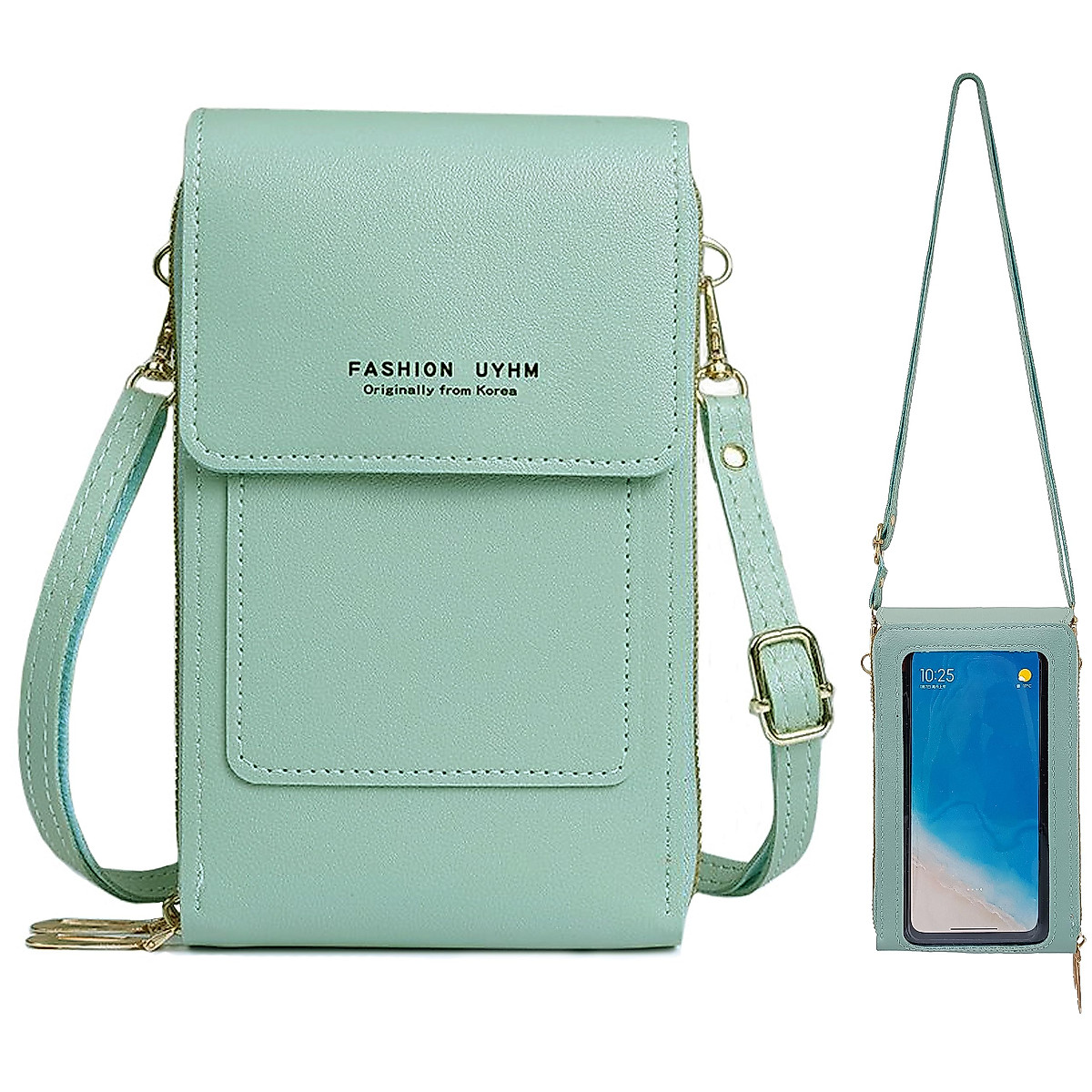 PORT&LOTUS Crossbody Bags for Women Cell Phone Purse Wallet Ladies Small Women's Handbags PU Leather Shoulder Bags Card Holder Green 2