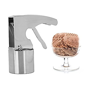 Ice Cream Scoop Stainless Steel, Old Time Cylinder Ice Cream Scopper with Spring Powered Trigger, Ergonomic Design Adjustable Thickness Original Ice Cream Scoop, Easy Release