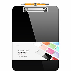 Sooez Plastic Clipboard with Pen Holder, [10% Thicker] Clip Boards 8.5x11 with Low Profile Clip, Kids Clipboards for School, Cute Hanging Clipboard, Standard Letter Size A4 Clipboard for Women, Work