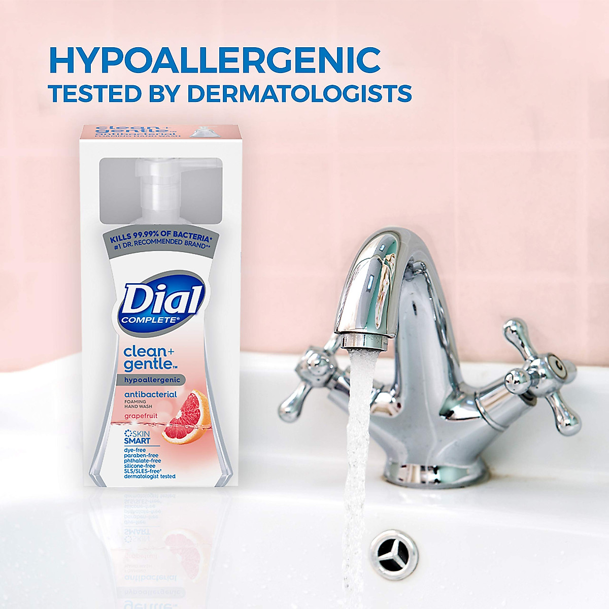 Dial Complete Clean + Gentle Antibacterial Foaming Hand Wash, Grapefruit, 7.5 Fl Oz, 8 Count Case