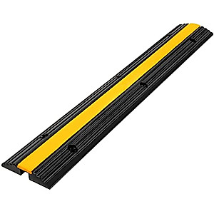 Happybuy 4 Pack of 1-Channel Rubber Cable Protector Ramps Heavy Duty 18000Lbs Load Capacity Cable Wire Cord Cover Ramp Speed Bump Driveway Hose Cable Ramp Protective Cover