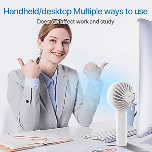 Handheld fan with ice cooling mode, Personl cooling fan for women and men, Portable fans that blow cold air, for home office outdoor travel (White)
