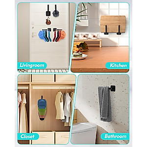 Haikopoon Extra Strong Adhesive Hat Rack(6pcs)-Space-Saving Baseball Hat Rack-Two Mounting Options Hat Hooks for Wall- Multi-Purpose Hat Organizer-Hat Hook for Walls,Closets,Black