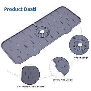 Silicone Faucet Handle Drip Catcher Tray - Sink Splash Guard, Faucet Handle Drip Catcher - Silicone Mats For Kitchen Counter, Sink Protectors For Kitchen Sink - KitchenGuard Mat, Silicone Faucet Mat