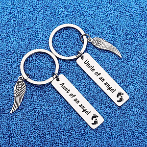 WUSUANED Child Memorial Keychain Uncle/Aunt of an Angel Sympathy Gift Loss of Child Gift (Uncle Aunt Set)